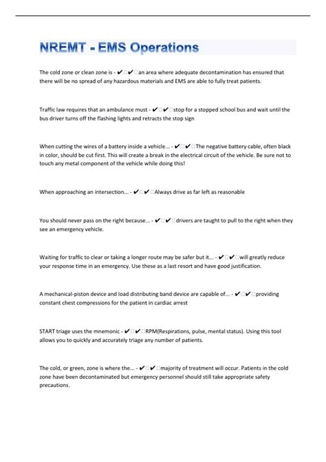 Nremt Ems Operations 84 Questions With 100 Correct Answers
