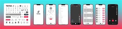 Tik Tok 디자인 설정 Tik Tok 화면 소셜 미디어 및 소셜 네트워크 인터페이스 템플릿 홈페이지 추천 구독 Tik Tok
