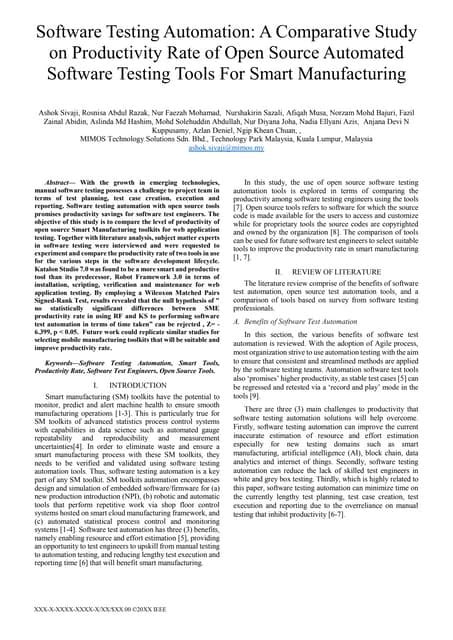 Software Testing Automation A Comparative Study On Productivity Rate Of