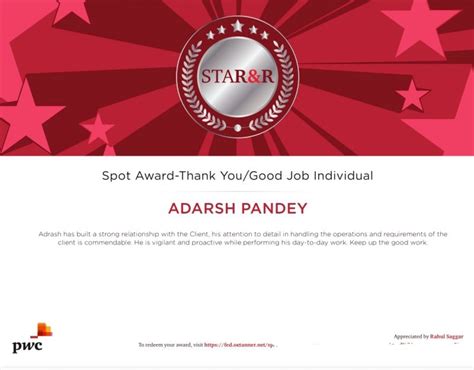 Adarsh Pandey On Linkedin Award Pwclife Communityofsolvers Pwcproud