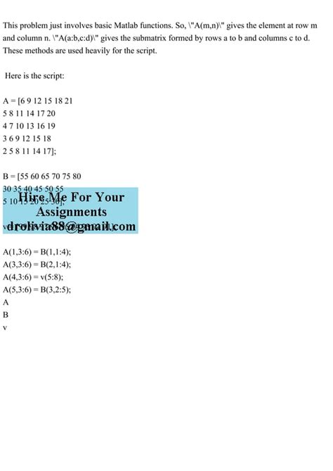 Matrix Manipulation Given The Following 5x6 Matrix A A 3x6 Mpdf