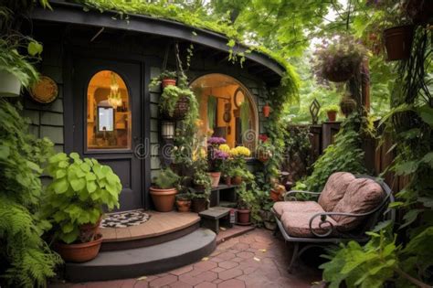 Small Garden Area Around A Tiny Home Stock Illustration Illustration