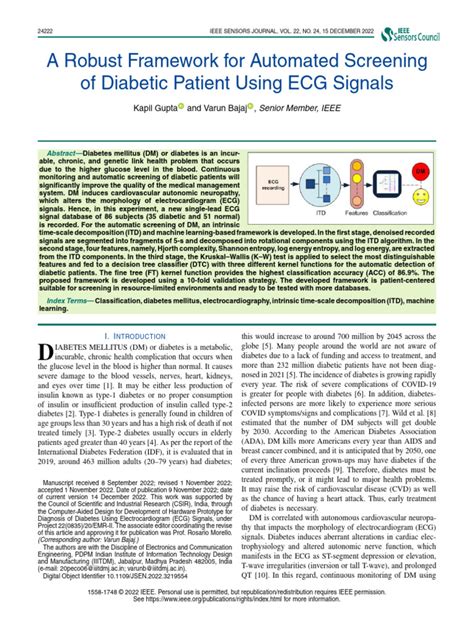 A Robust Framework For Automated Screening Of Diabetic Patient Using Ecg Signals Pdf
