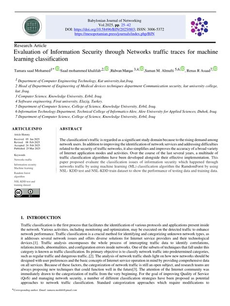Pdf Evaluation Of Information Security Through Networks Traffic