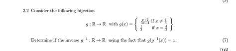 solved 2 2 consider the following bijection g r→r with