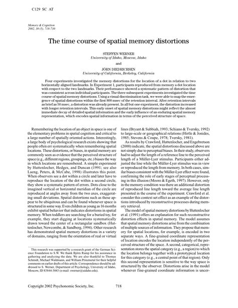Pdf The Time Course Of Spatial Memory Distortions