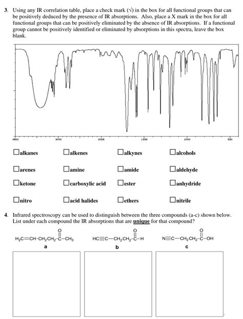 Solved 3 Using Any Ir Correlation Table Place A Check Mark