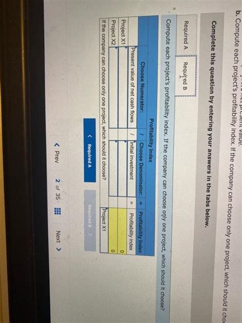 Solved B Compute Each Projects Profitability Index If