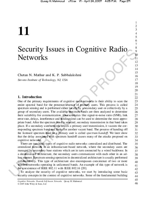 Pdf Security Issues In Cognitive Radio Networks