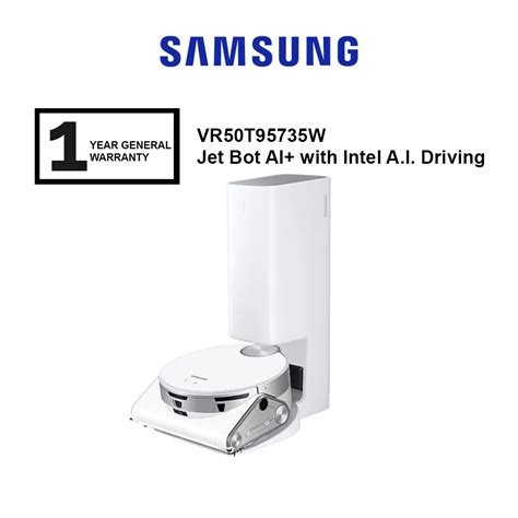 SAMSUNG Robotic Vacuum Cleaner VR50T95735W/ME Jet Bot AI+ with Intel A ...