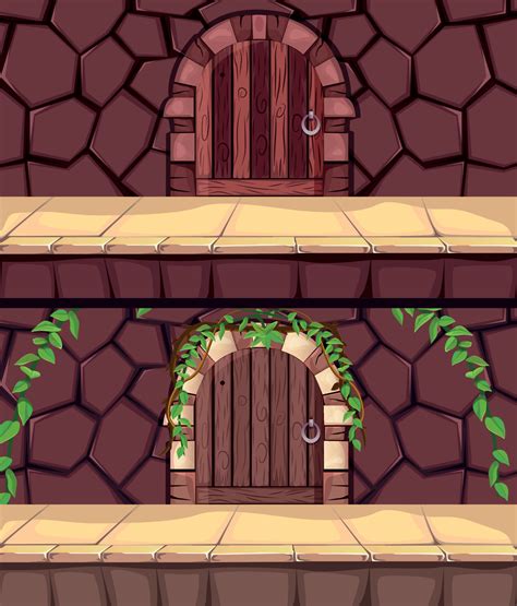 Game Background Cartoon Vector The Door To The Next Level Video Games User Interface