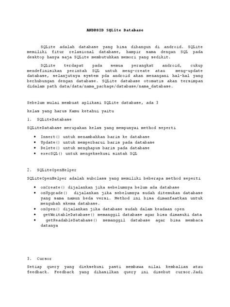 membangun database sqlite di android memahami komponen utama dan