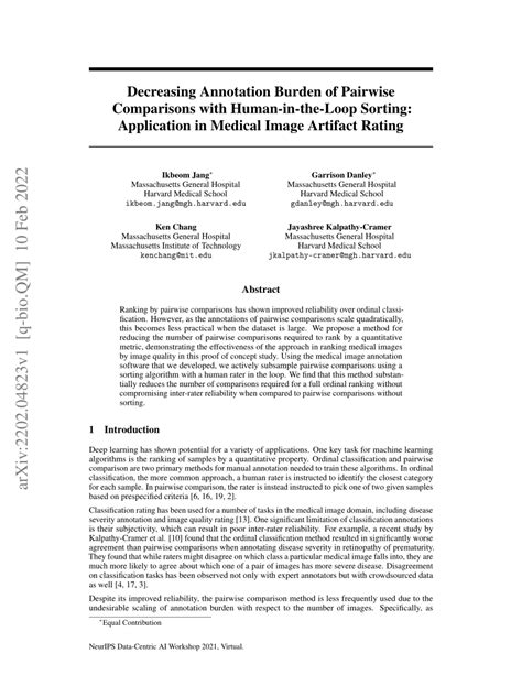 Pdf Decreasing Annotation Burden Of Pairwise Comparisons With Human In The Loop Sorting