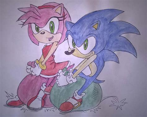 Amy Rose And Sonic On Space Hoppers By Nymeriadire On Deviantart
