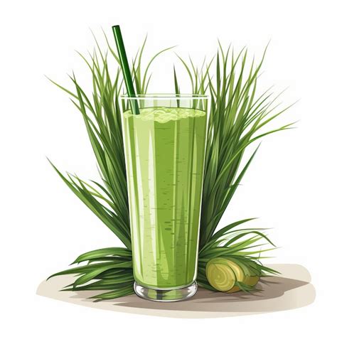 Premium Vector Flat Vector Logo Wheatgrass Juice Vector White Backgrou