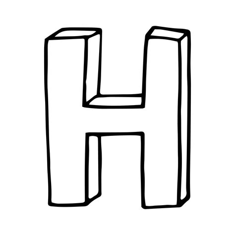 Letter H Hand Drawn In Doodle Style Sketch Vector Font Handwriting 13782250 Vector Art At