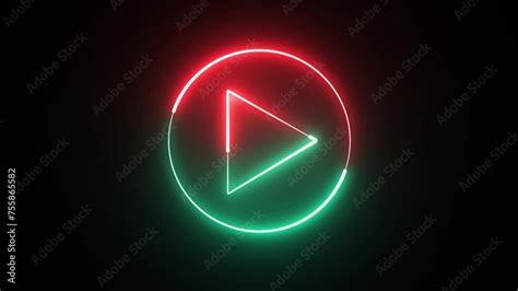 neon glowing play button animation on black background play button