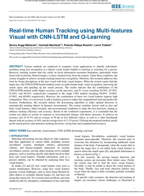 Pdf Real Time Human Tracking Using Multi Features Visual With Cnn Lstm And Q Learning