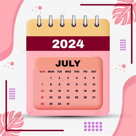 2024년 7월 달력 2024년 달력 칠월 PNG 일러스트 및 벡터 에 대한 무료 다운로드 Pngtree