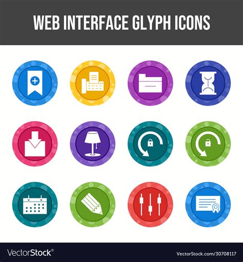 Beautiful Web Interface Icon Set Royalty Free Vector Image