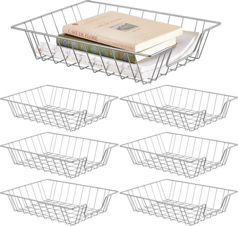 Yeaqee 6 Pcs Letter Tray Wire Paper Trays Stackable File Desk Organizer Metal File