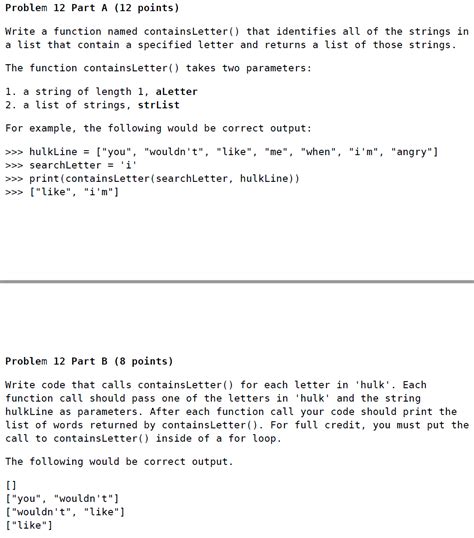 Solved Problem 12 Part A 12 Points Write A Function Named