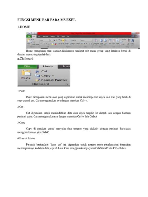 Fungsi Menu Bar Pada Ms Exel Pdf