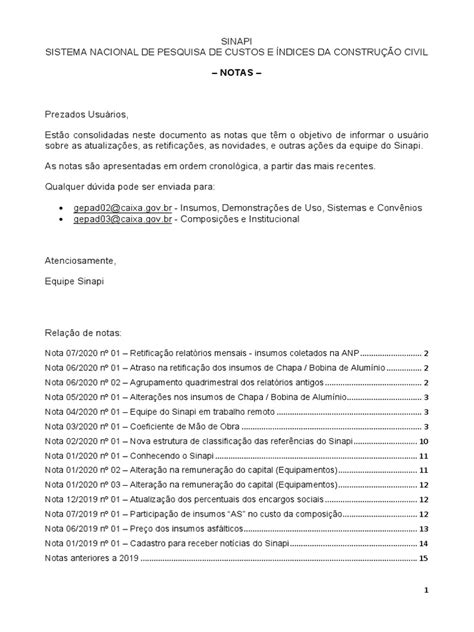 Notas Sinapi Pdf Guindaste Máquina