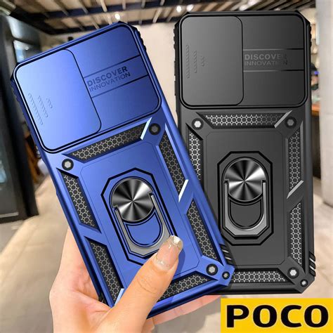 เคสโทรศพทแบบแขงหมเกราะกนกระแทกพรอมขาตงโลหะ Poco X5 Pro X4 Pro X4 GT X3 Pro X3 NFC M4