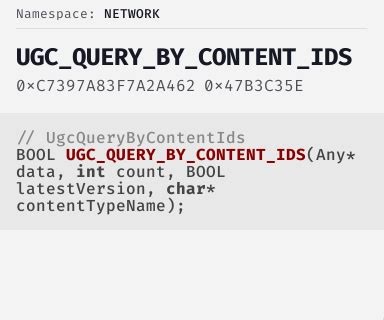 UgcQueryByContentIds FiveM Natives Cfx Re Docs
