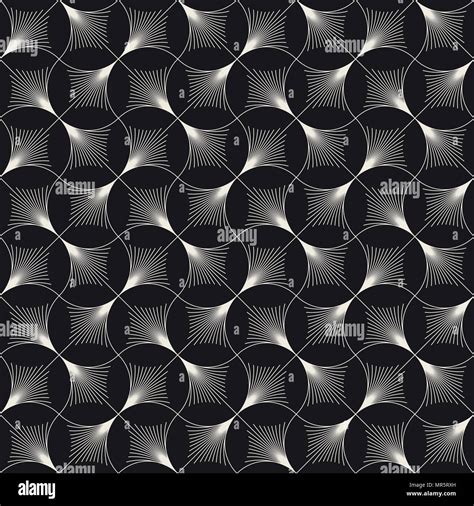 Vector Seamless Vintage Pattern Of Overlapping Arcs In Art Deco Style Modern Stylish Abstract