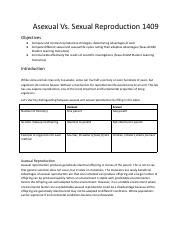 Asexual Vs Sexual Reproduction Lab Docx Pdf Asexual Vs Sexual Reproduction