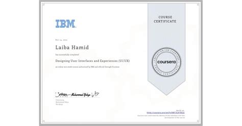 Laiba Hamid On Linkedin Completion Certificate For Designing User Interfaces And Experiences