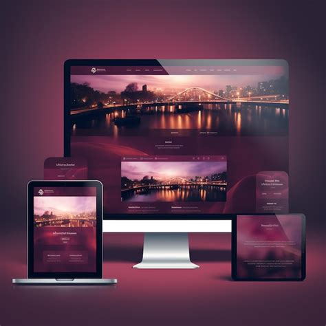 premium photo a display of a webpage showing a picture of a city skyline