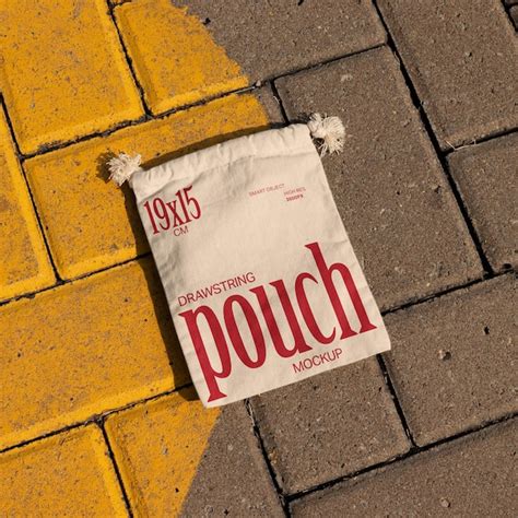 Premium Psd Drawstring Pouch Realistic Mockup