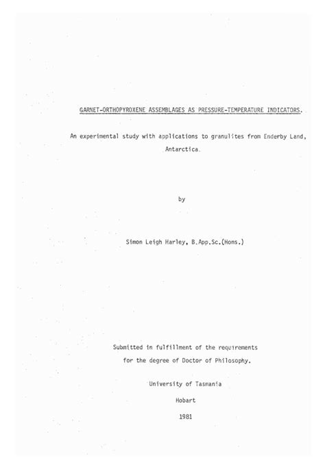 Pdf Garnet Orthopyroxene Assemblages As Pressure Indicators