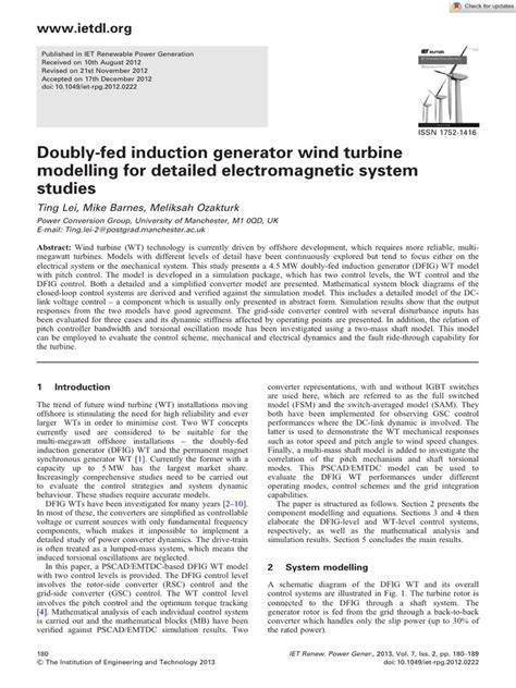 Iet Renewable Power Gen 2013 Lei Doubly Fed Induction Generator