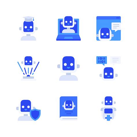 유토이미지 로보틱스인공지능 로봇 플랫 색상 벡터 아이콘