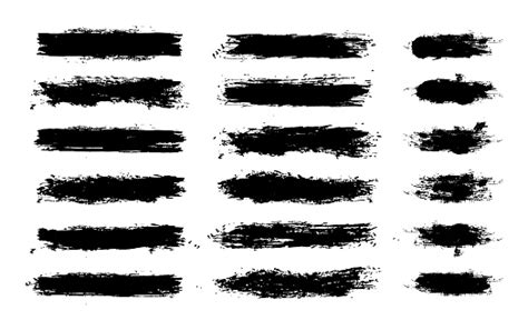 그런지 브러시 스트로크 디자인 요소 세트 벡터 템플릿 브러시 컬렉션입니다 검정 잉크 페인트 그런지 배경 더러운 배너와 더러운 질감 그런지 이미지 기법에 대한 스톡 벡터 아트