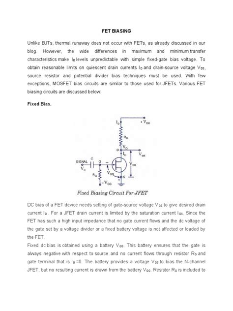 Fixed Bias Fet Biasing Download Free Pdf Field Effect Transistor