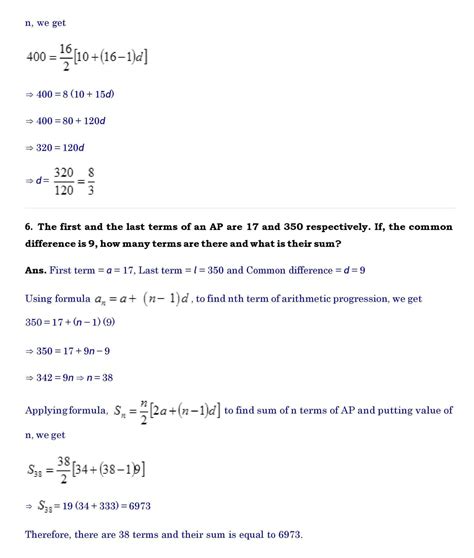 Ch Arithmetic Progressions Page Wise NCERT Solution