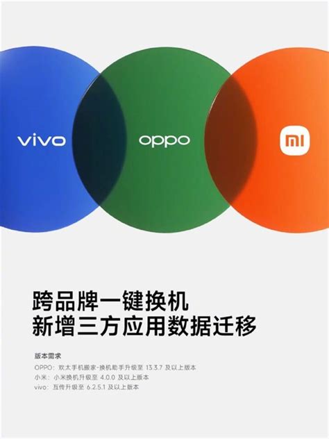 OPPO小米vivo联盟跨品牌一键换机新增第三方应用迁移 快科技 科技改变未来
