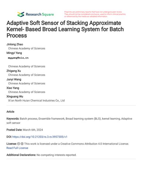Pdf Adaptive Soft Sensor Of Stacking Approximate Kernel Based Broad