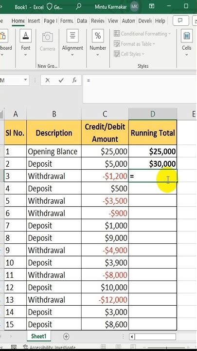 Running Total In Excel🔥excel Guru Excel Exceltraining Exceltricks Exceltips Exceleasy Youtube