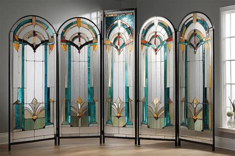 Premium Ai Image Art Deco Stained Glass Room Divider