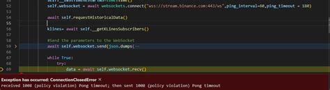 Websocket Connections Not Getting Data After Some Time Websocket