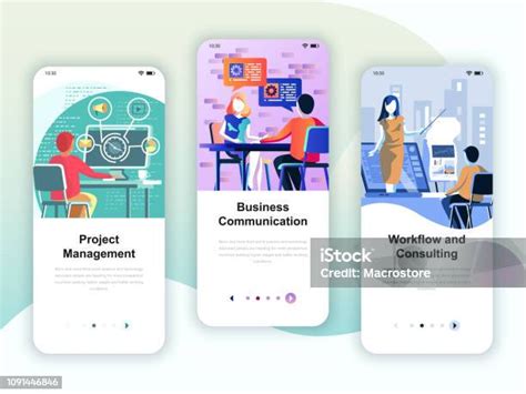 온 보 딩의 설정 화면 관리 통신 워크플로 모바일 응용 프로그램 서식 파일에 대 한 사용자 인터페이스 키트 벡터에 대한 스톡 벡터 아트 및 기타 이미지 Istock