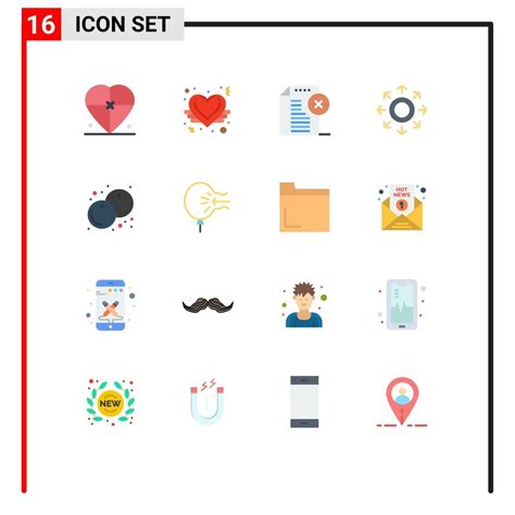 User Interface Pack Of 16 Basic Flat Colors Of Arrow Data Love Network Document Editable Pack Of