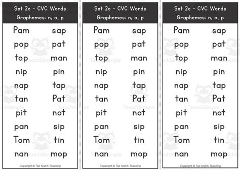Phonics Word Lists For Babes By Teach Simple