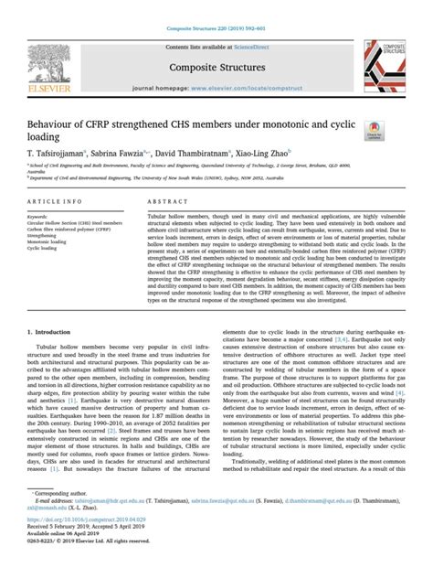 Behaviour Of Cfrp Strengthened Chs Members Under Monotonic And Cyclic Loading Download Free